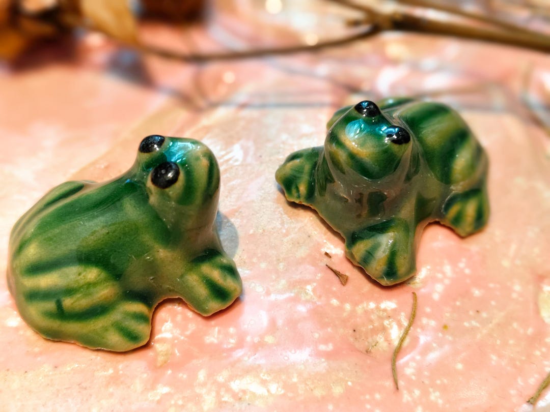 Tiny Ceramic Frog Figurines: Handmade Miniature Animal Set - Etsy