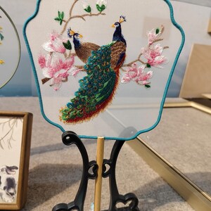 Handmade Silk Embroidery Fan: Double-sided Peony, Oriental Decor - Etsy