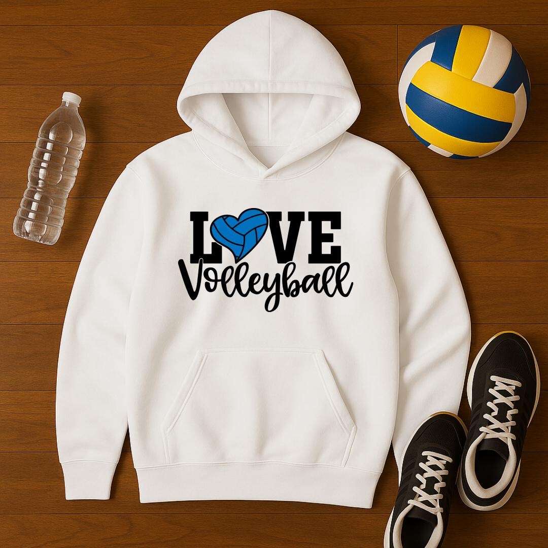 Love Volleyball Cursive Unisex Hoodie, Volleyball Merch, Volleyball ...