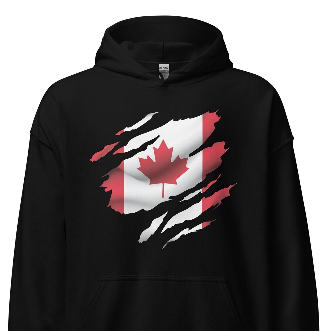 Canadian Flag Ripped Claw Marks Hoodie I Canada Day Sweatshirt I ...
