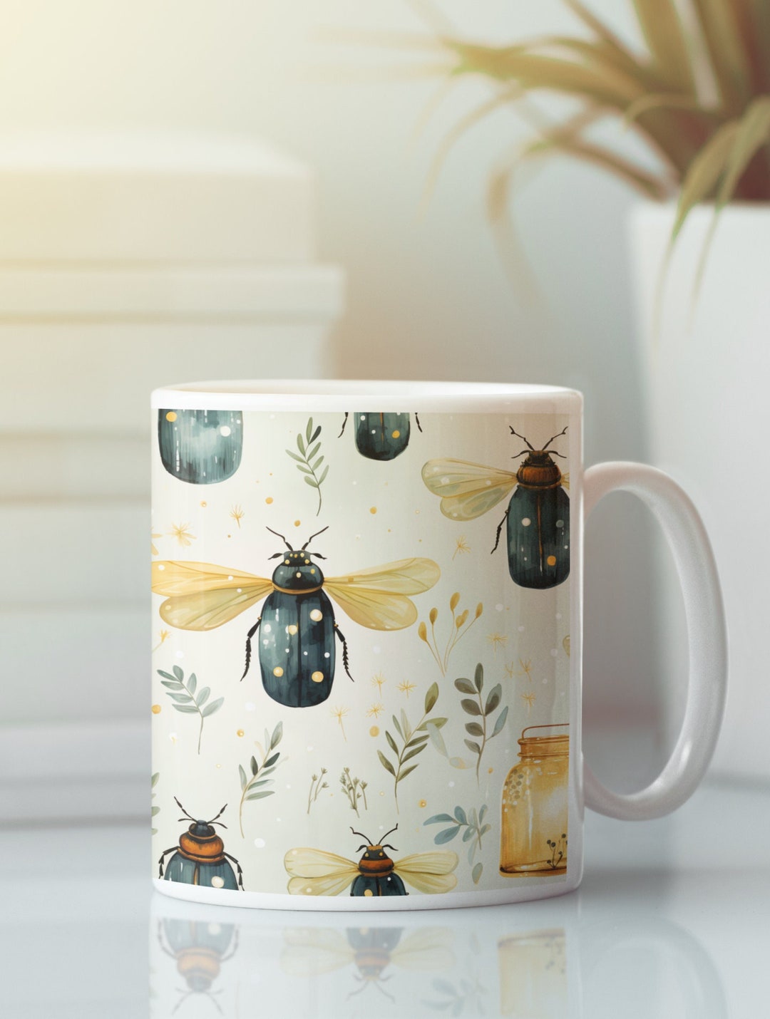 Firefly Mug, Ceramic Coffee Mug, 11 Oz., Cottagecore, Nature-inspired, Ethereal, Gift for Her ...