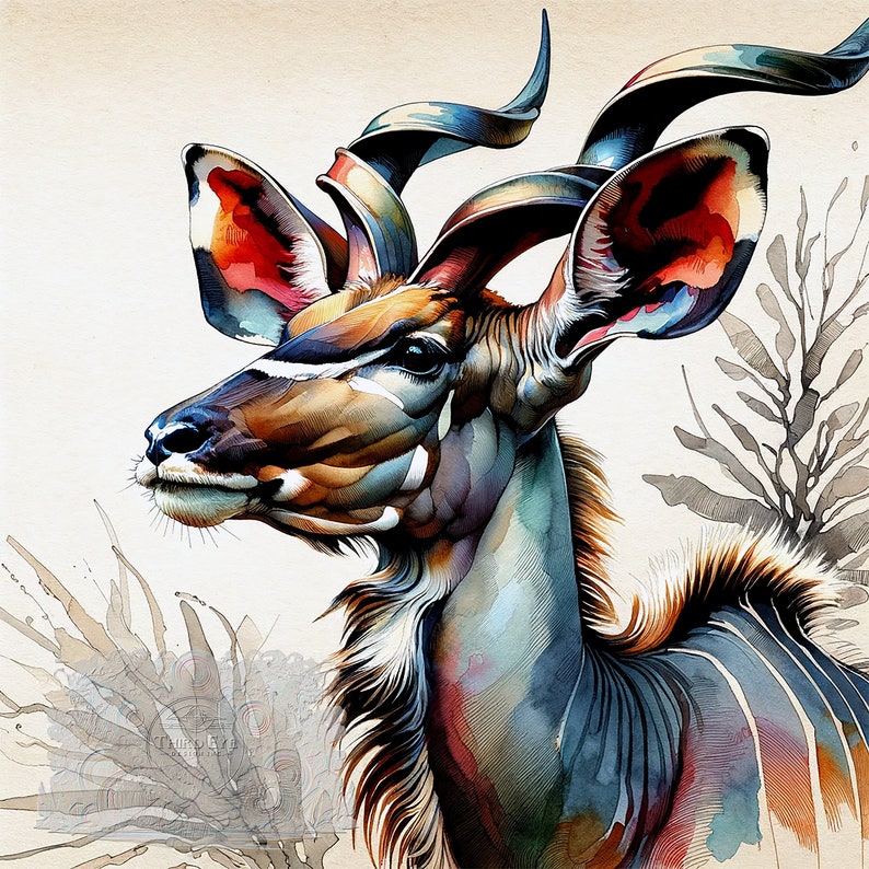 Elegant African Kudu Portrait Giclée Print - High-quality Fine Art ...