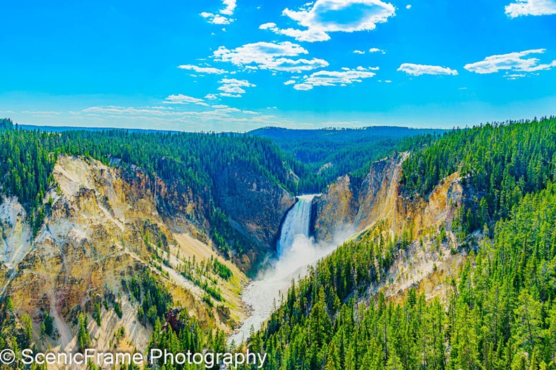 Lower Yellowstone Waterfall Photography Print, Landscape Wall Art, Wall ...