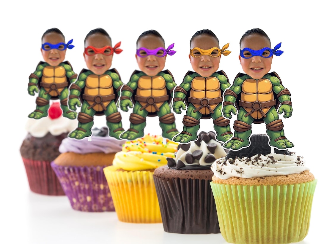 Custom Face Cupcake Toppers Turtle Photo Topper Turtles Fighter Turtles ...
