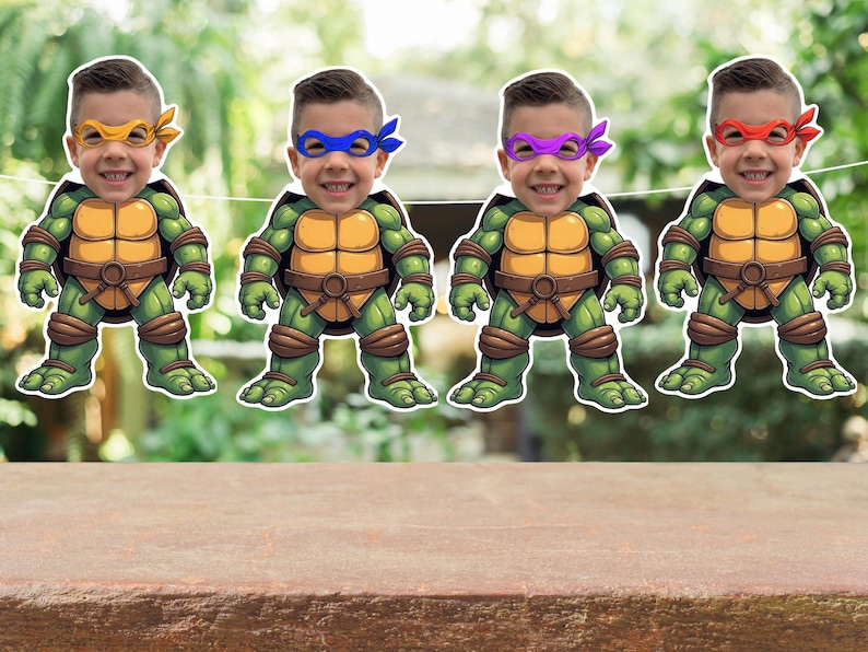 Photo Face Head Turtle Customized Birthday Boy Girl Banner Turtles ...