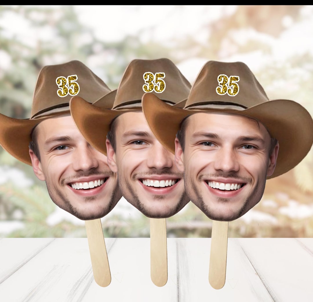 Face on Stick Cowboy Personalized With Face Birthday Retirement ...