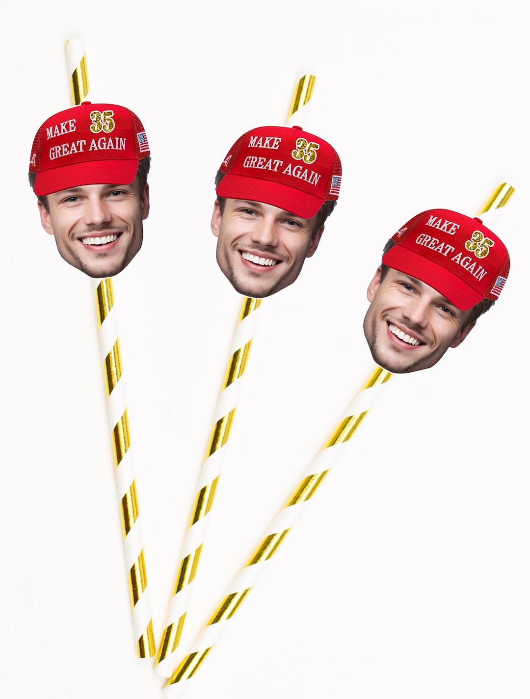 Drink Straws Personalized up to 200 MAGA Face Birthday Straw Custom ...