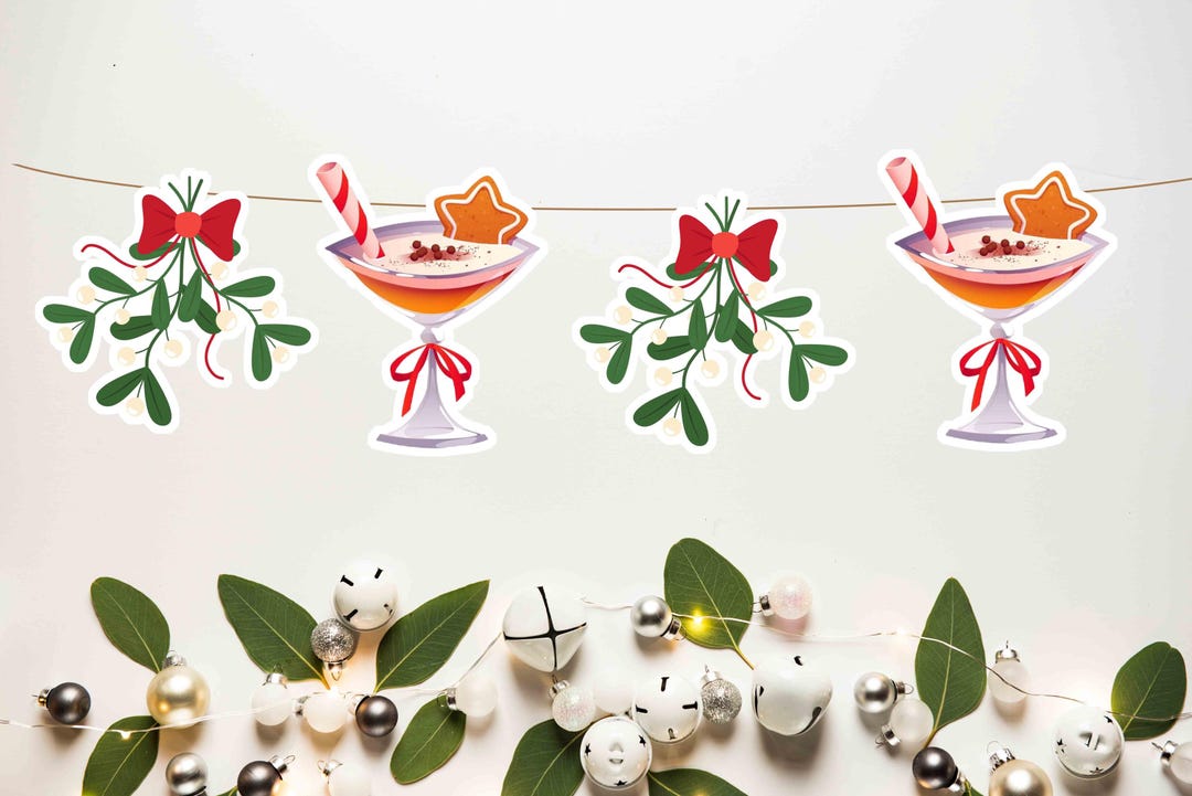 Large Mistletoe Martini Garland Miss Bachelorette Full Color Banner ...