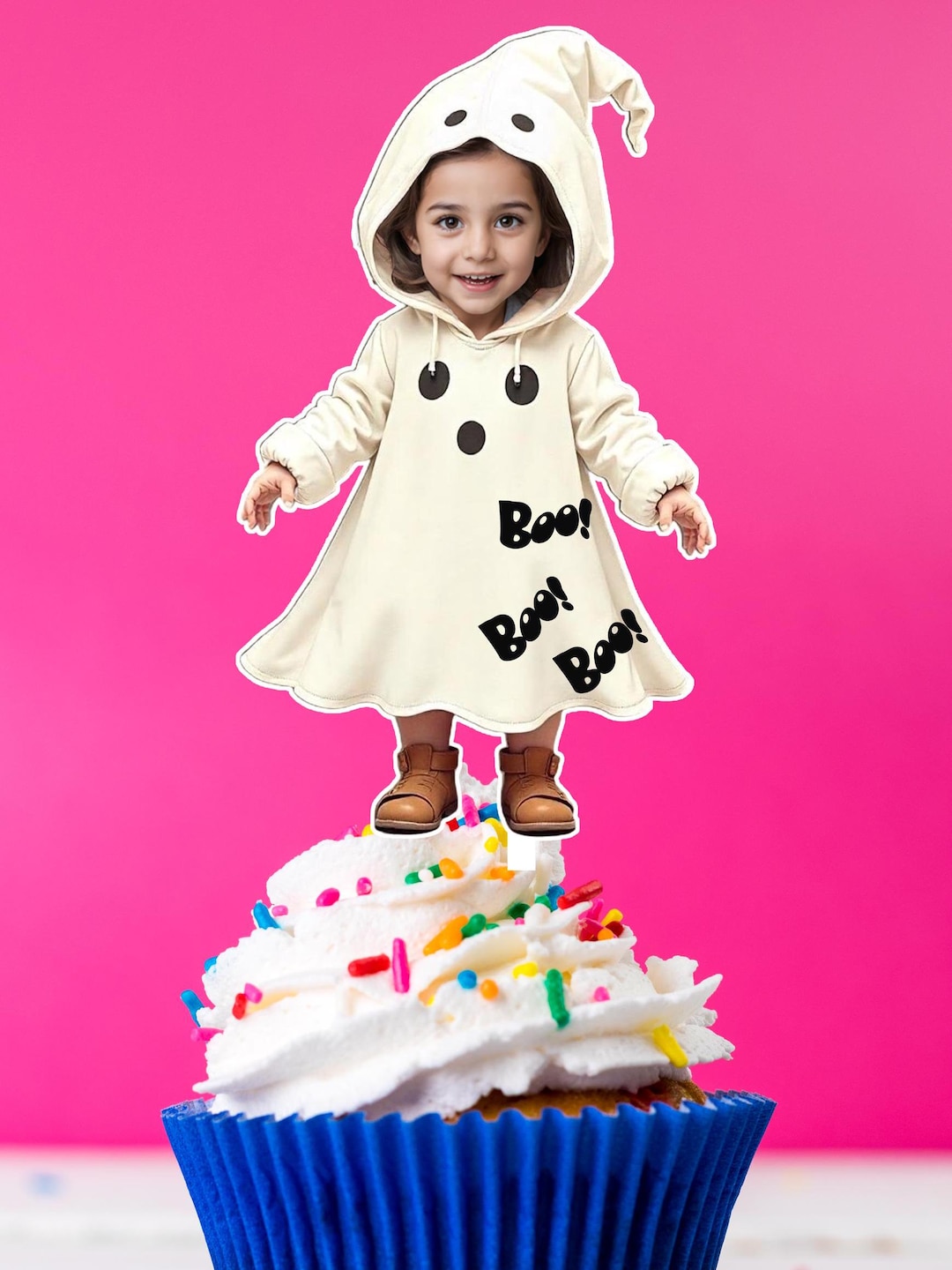 Custom Face Cupcake Toppers Cute Ghost Halloween Custom Toppers Boo I ...
