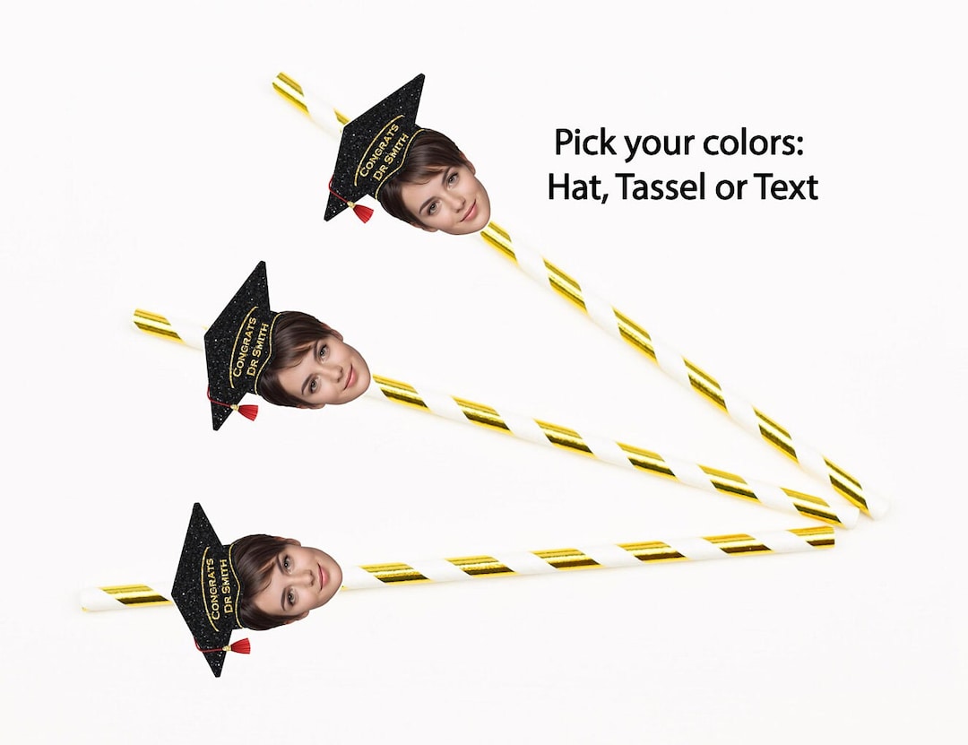 Drink Straws 200 Personalized Face Graduation Straw Custom Cutout ...