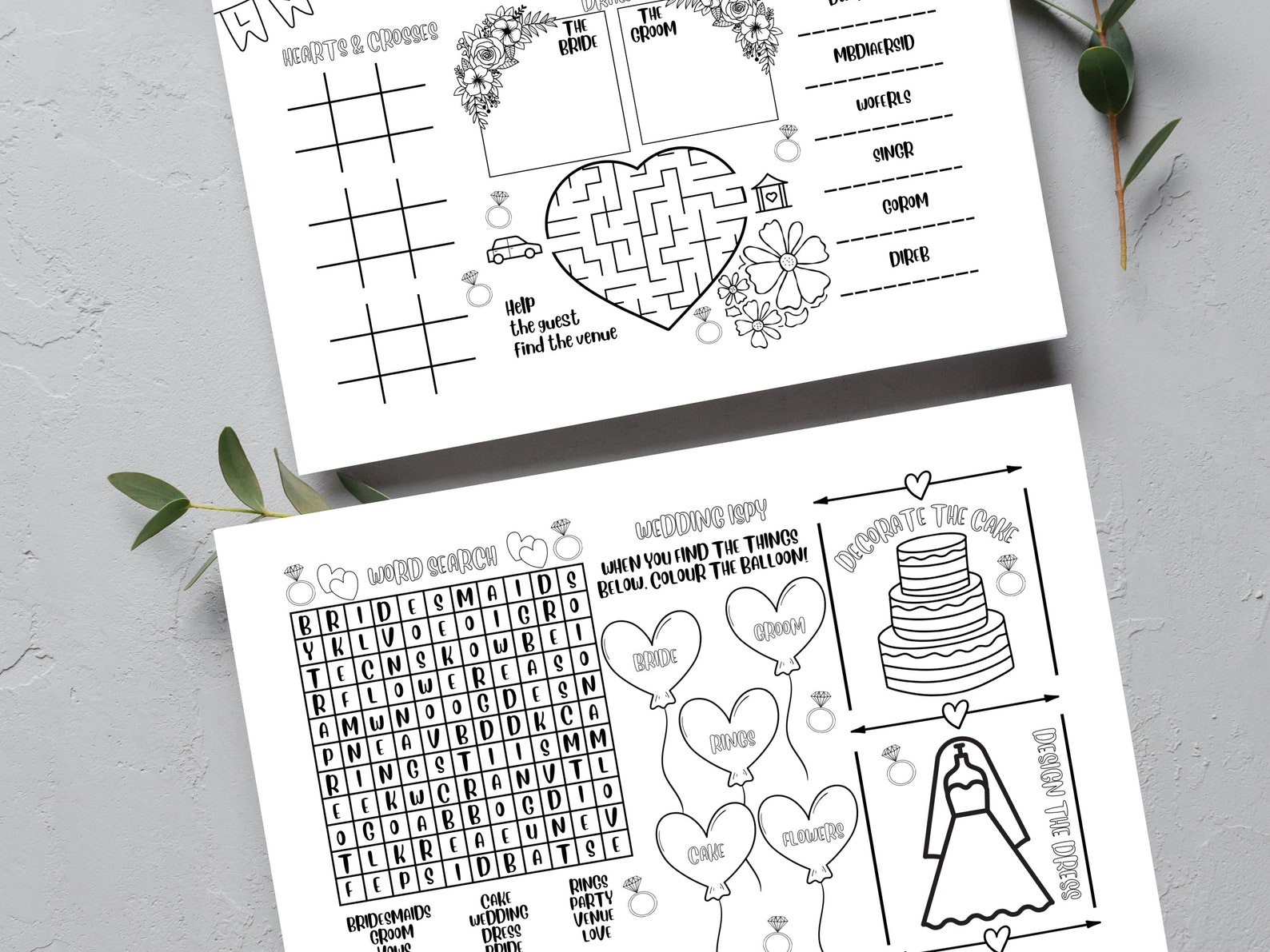 Printable Wedding Colouring Placemat, Kids Wedding Activity Sheet ...