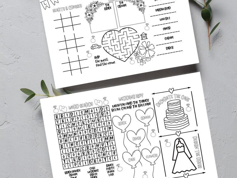 Printable Wedding Colouring Placemat, Kids Wedding Activity Sheet ...