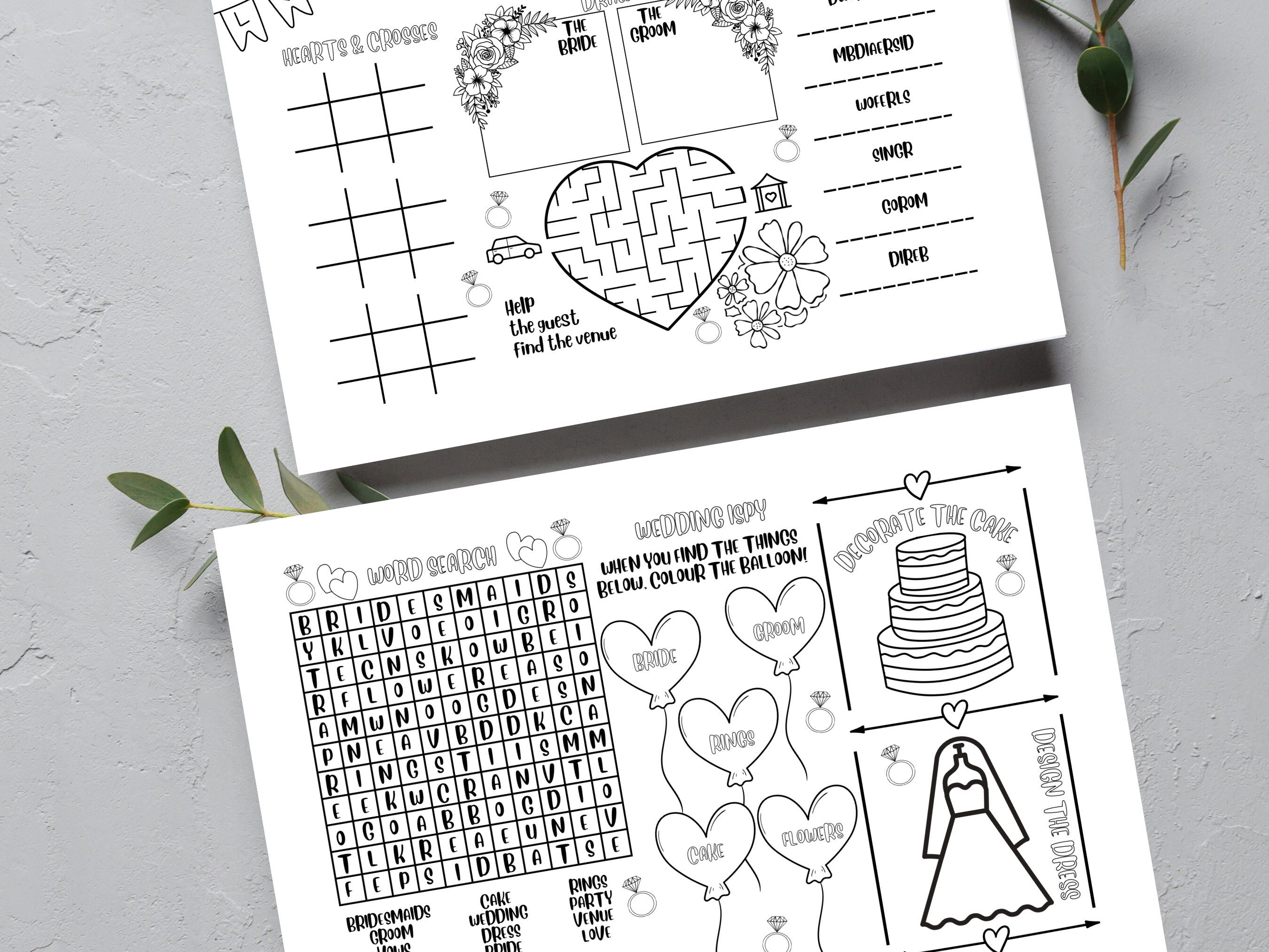 Printable Wedding Colouring Placemat, Kids Wedding Activity Sheet ...