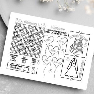 Printable Wedding Colouring Placemat, Kids Wedding Activity Sheet ...
