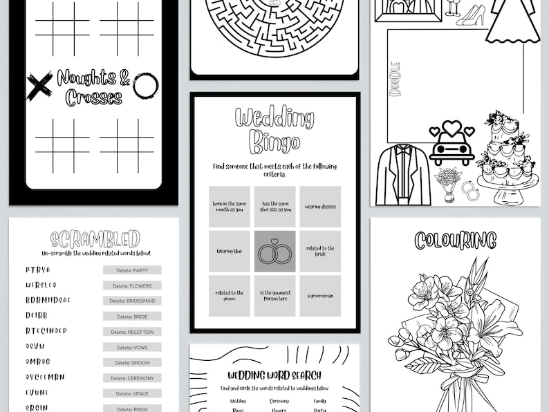 Printable Wedding Activity Book, Childrens Wedding Activity Book, Kids ...