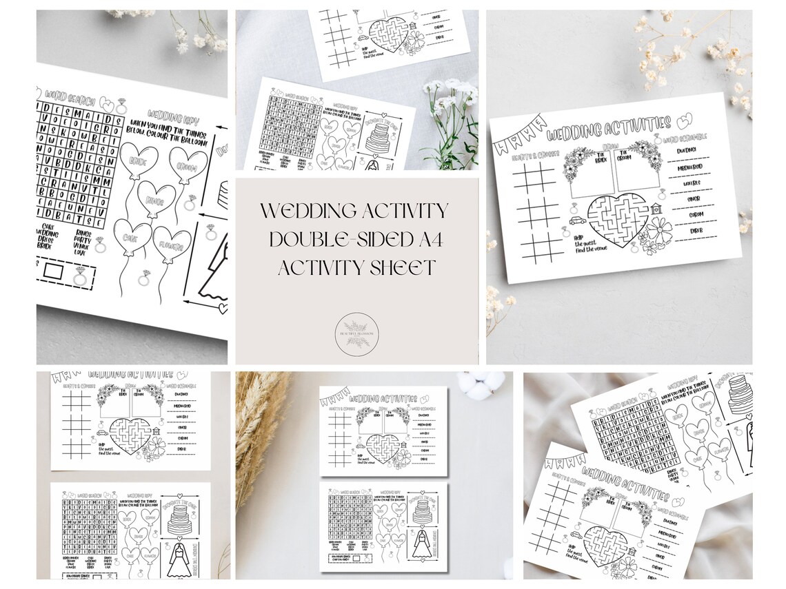 Printable Wedding Colouring Placemat, Kids Wedding Activity Sheet ...