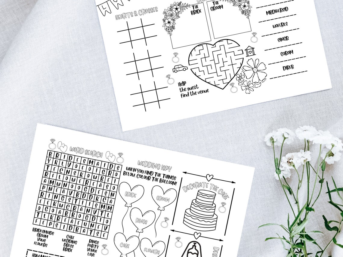 Printable Wedding Colouring Placemat, Kids Wedding Activity Sheet ...