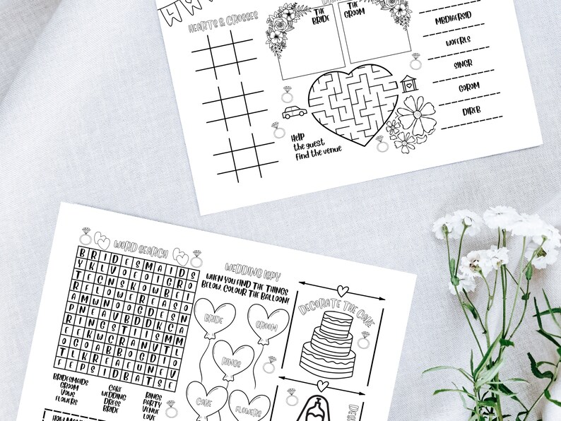Printable Wedding Colouring Placemat, Kids Wedding Activity Sheet ...