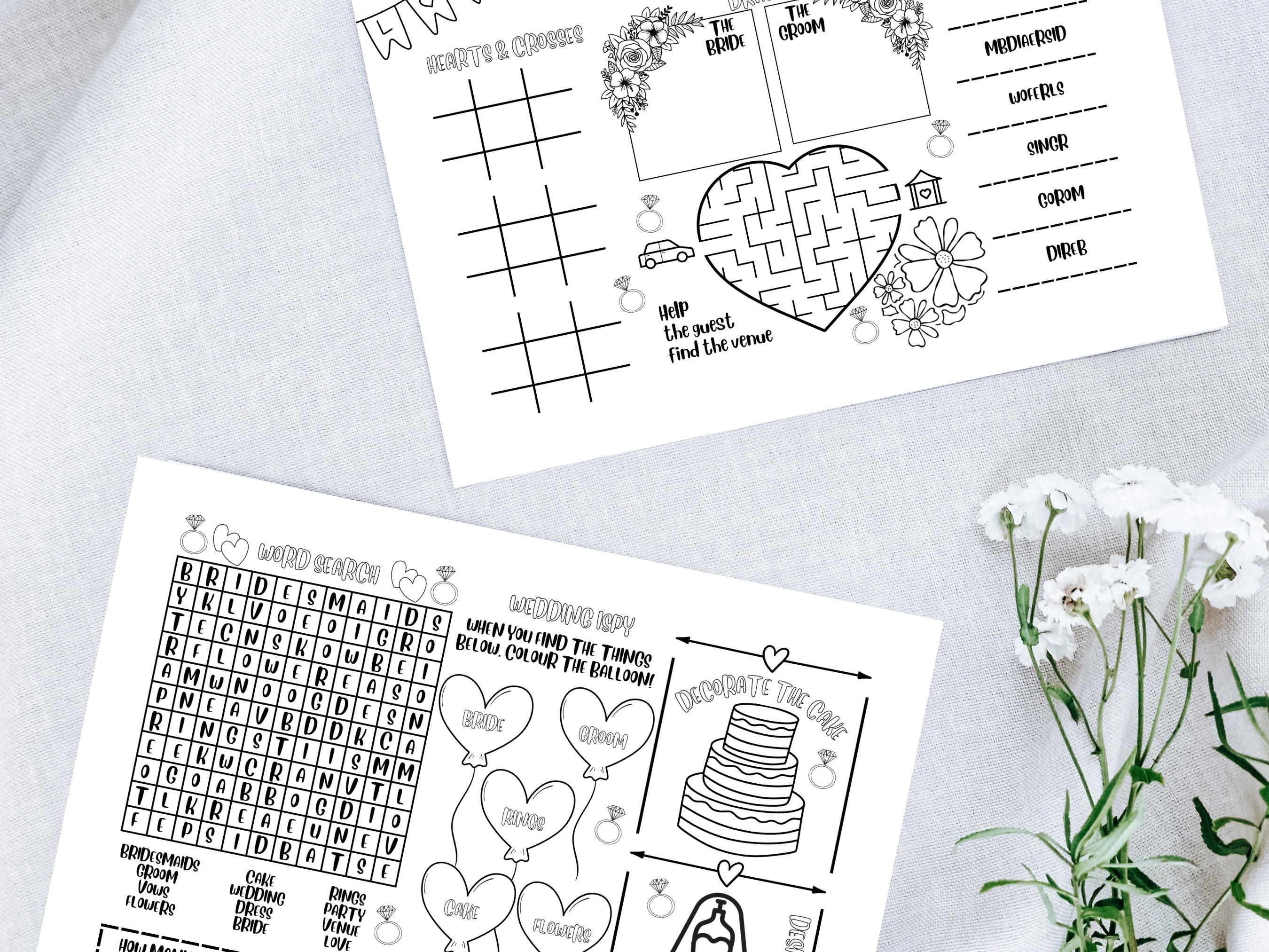 Printable Wedding Colouring Placemat, Kids Wedding Activity Sheet ...