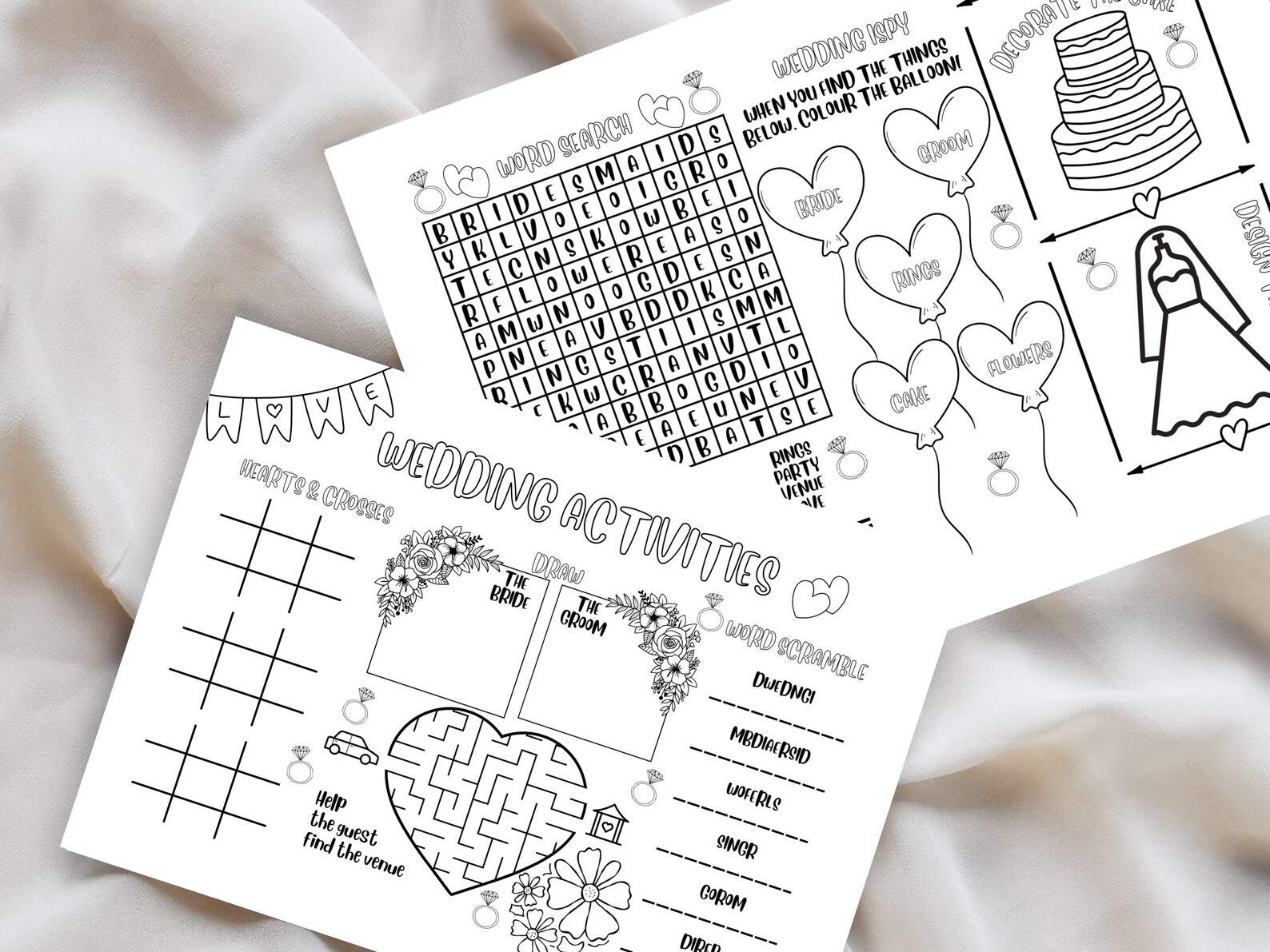Printable Wedding Colouring Placemat, Kids Wedding Activity Sheet ...