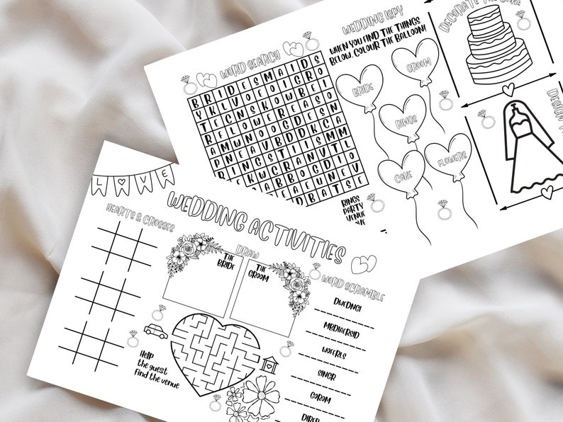 Printable Wedding Colouring Placemat, Kids Wedding Activity Sheet ...