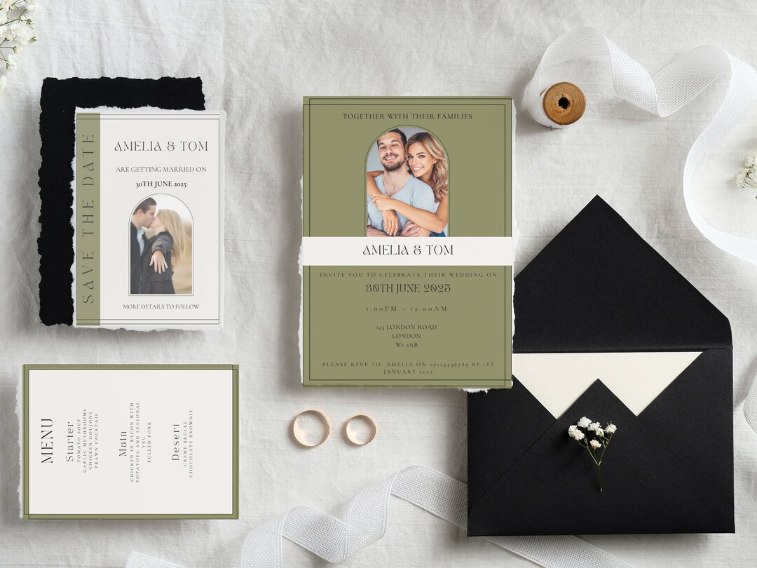 Rustic Wedding Reception Bundle Template, Elegant Script Stationery Bundle, Wedding Invitation ...