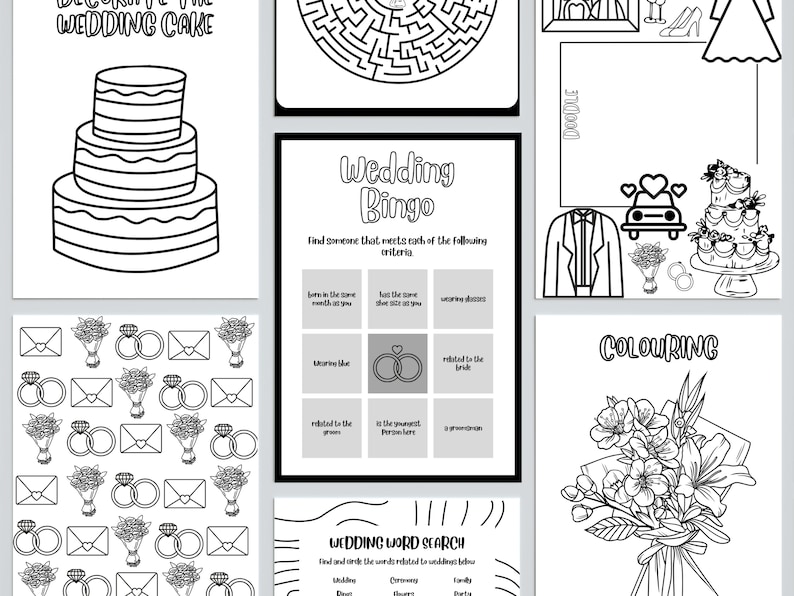 DIY Printable Children's Wedding Activity Booklet - 20 Pages With 17 ...
