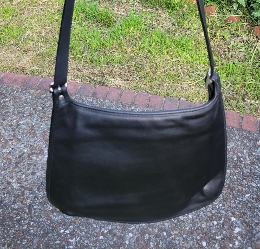 Vintage COACH 9134 Black Leather Slim Hippie Flap Saddle Bag Crossbody ...