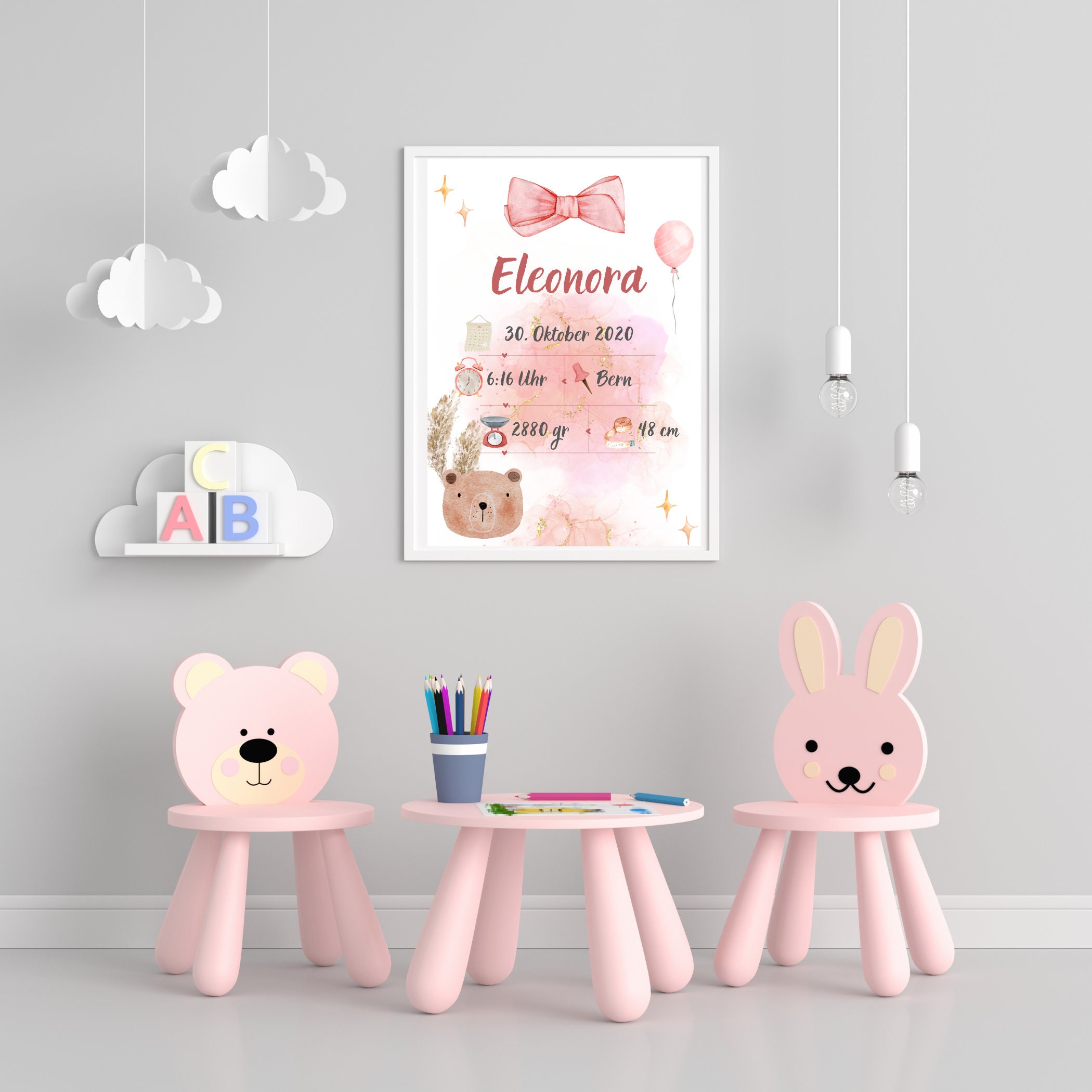 Birth Chart pink / Birth Poster With Personalized Birth Dates Birth ...