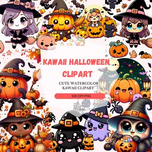 Kawaii Clipart Cute Halloween Kawaii Clipart Kawaii PNG 300 DPI Cute ...