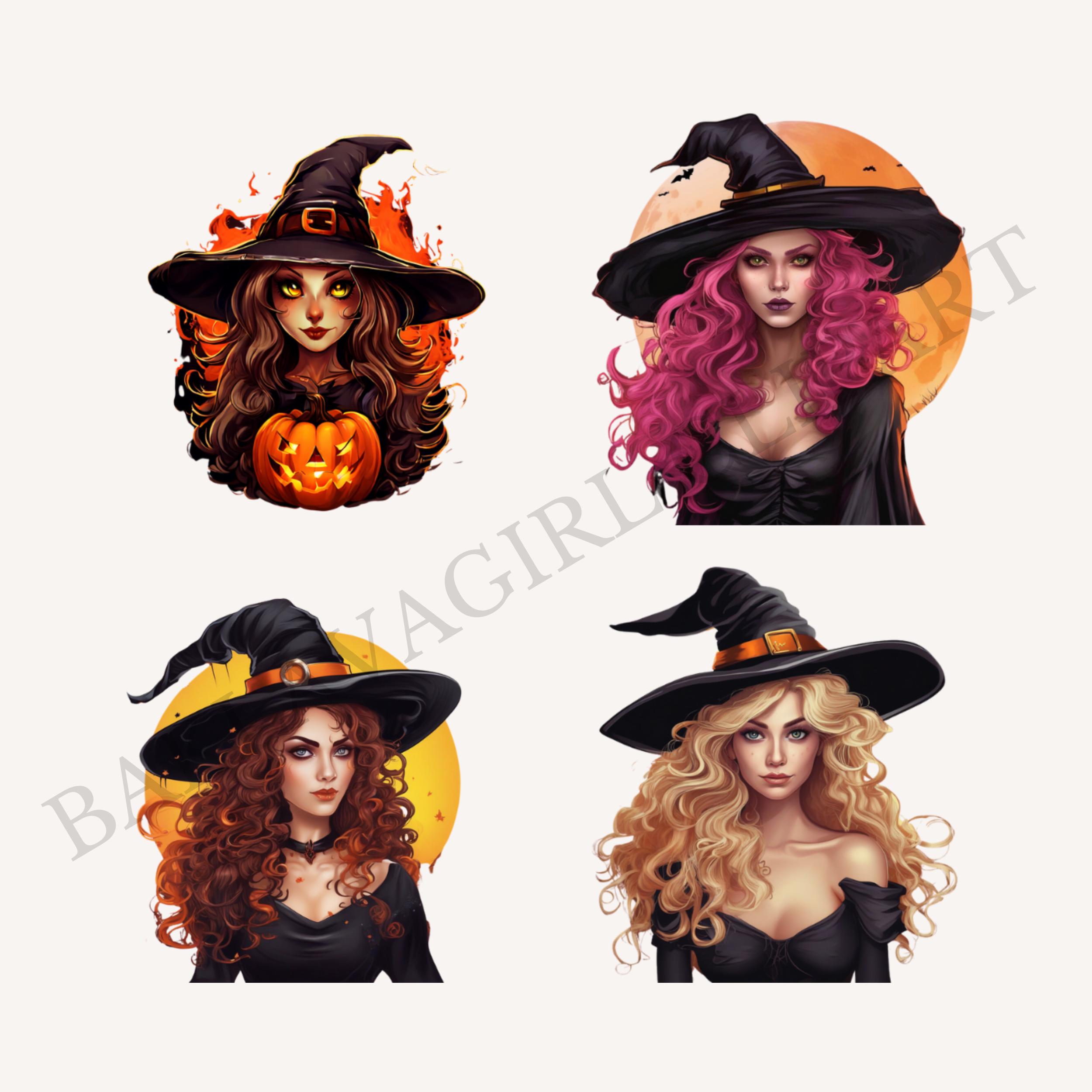 Witch Clipart | PNG Bundle | Spooky Clipart | Halloween Witch Clipart ...