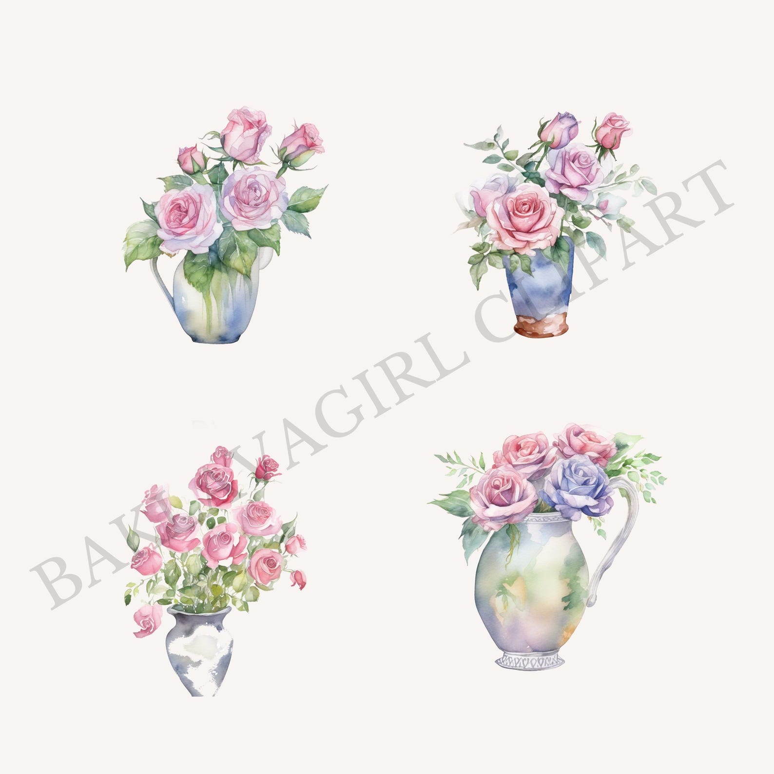 Watercolor Wild Rose Clipart | Rose Watercolor Clipart | Rose Clipart ...