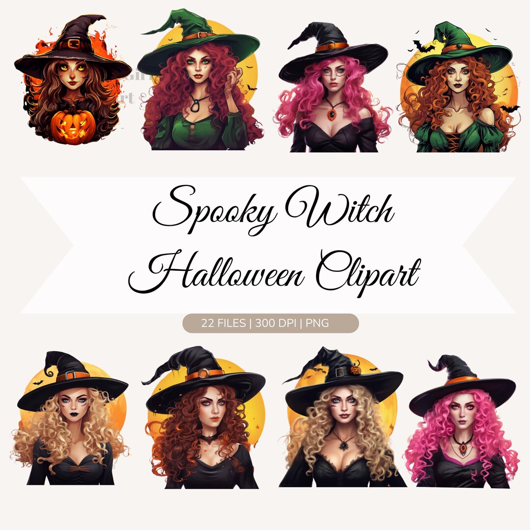 Witch Clipart | PNG Bundle | Spooky Clipart | Halloween Witch Clipart ...