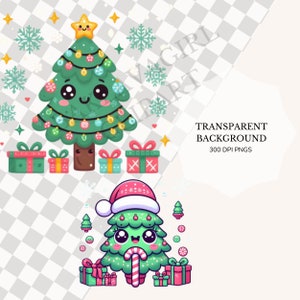 Kawaii Christmas Tree Clipart Bundle PNG Christmas Tree Clipart Bundle ...