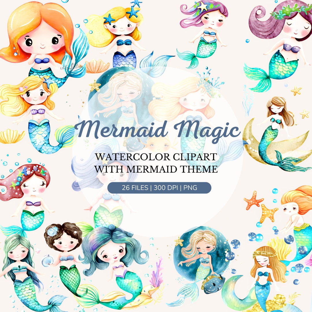 Mermaid Tail | Mermaid Clipart Png Bundle | Black Mermaid | Sea Clip ...