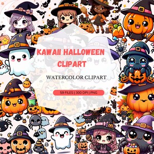 Kawaii Clipart Cute Halloween Kawaii Clipart Kawaii PNG 300 DPI Cute ...