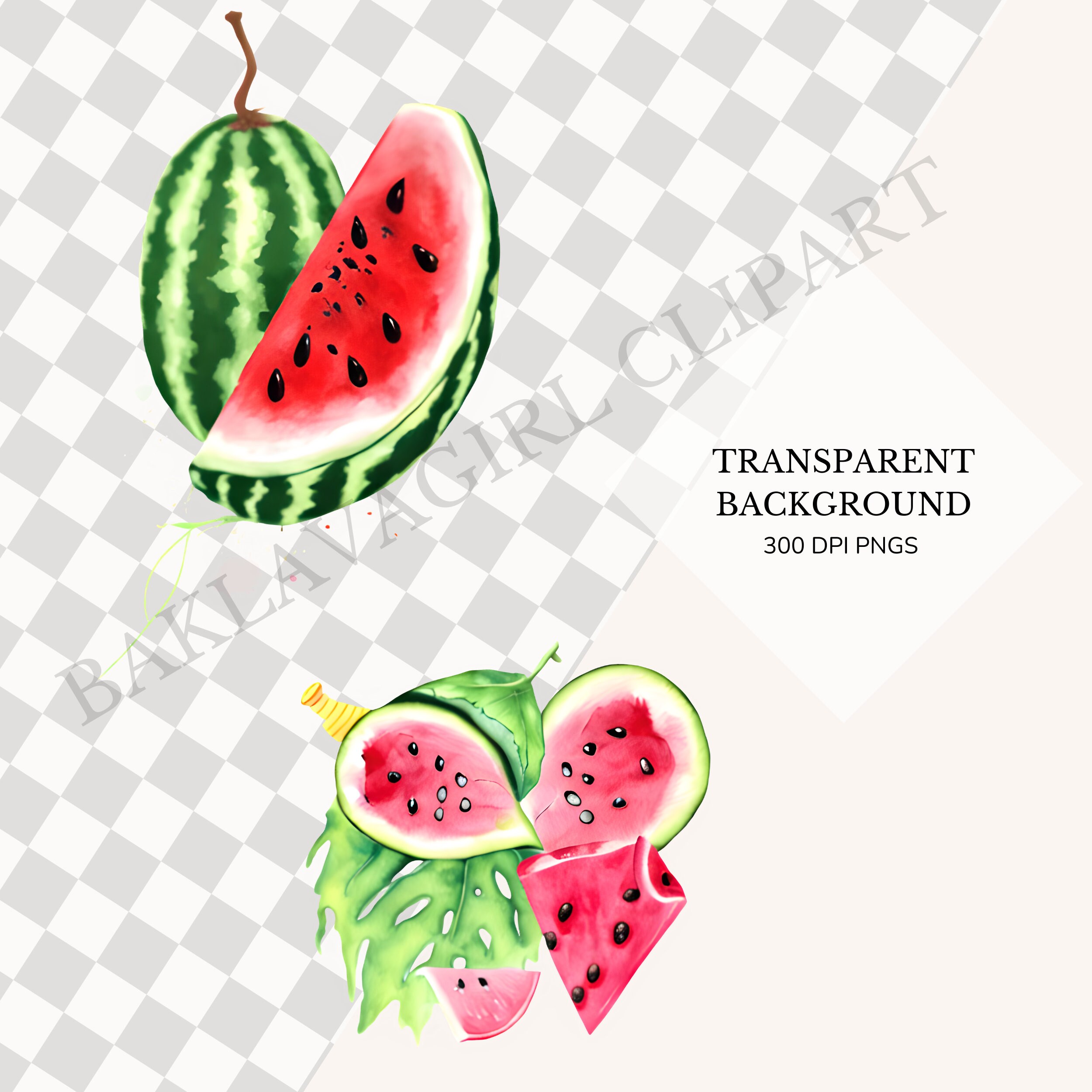 Watermelon Watercolor Clipart Bundle Summer Juicy Watermelon Refreshing ...