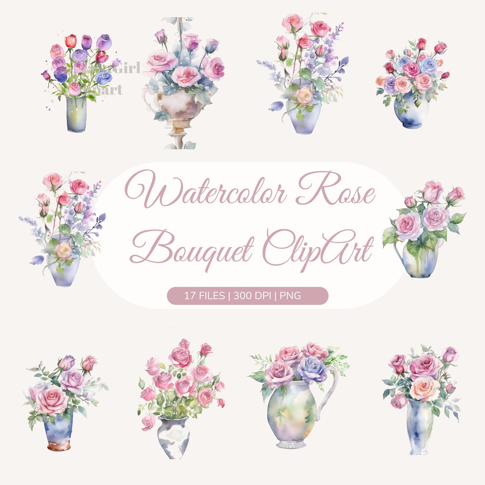 Watercolor Wild Rose Clipart | Rose Watercolor Clipart | Rose Clipart ...