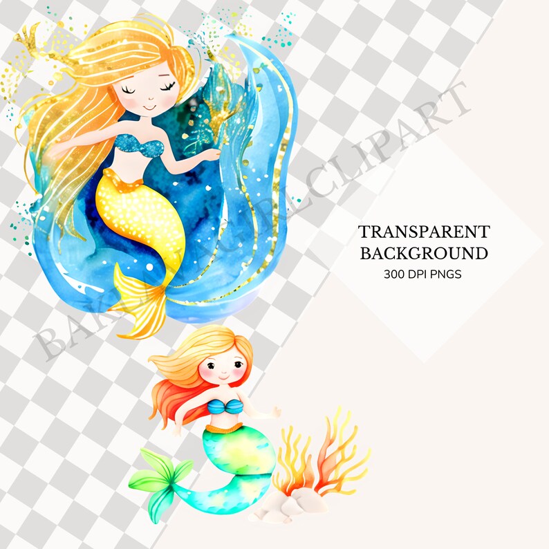 Mermaid Tail | Mermaid Clipart Png Bundle | Black Mermaid | Sea Clip ...