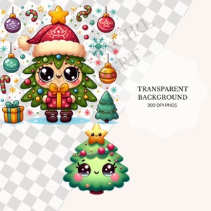 Kawaii Christmas Tree Clipart Bundle PNG Christmas Tree Clipart Bundle ...
