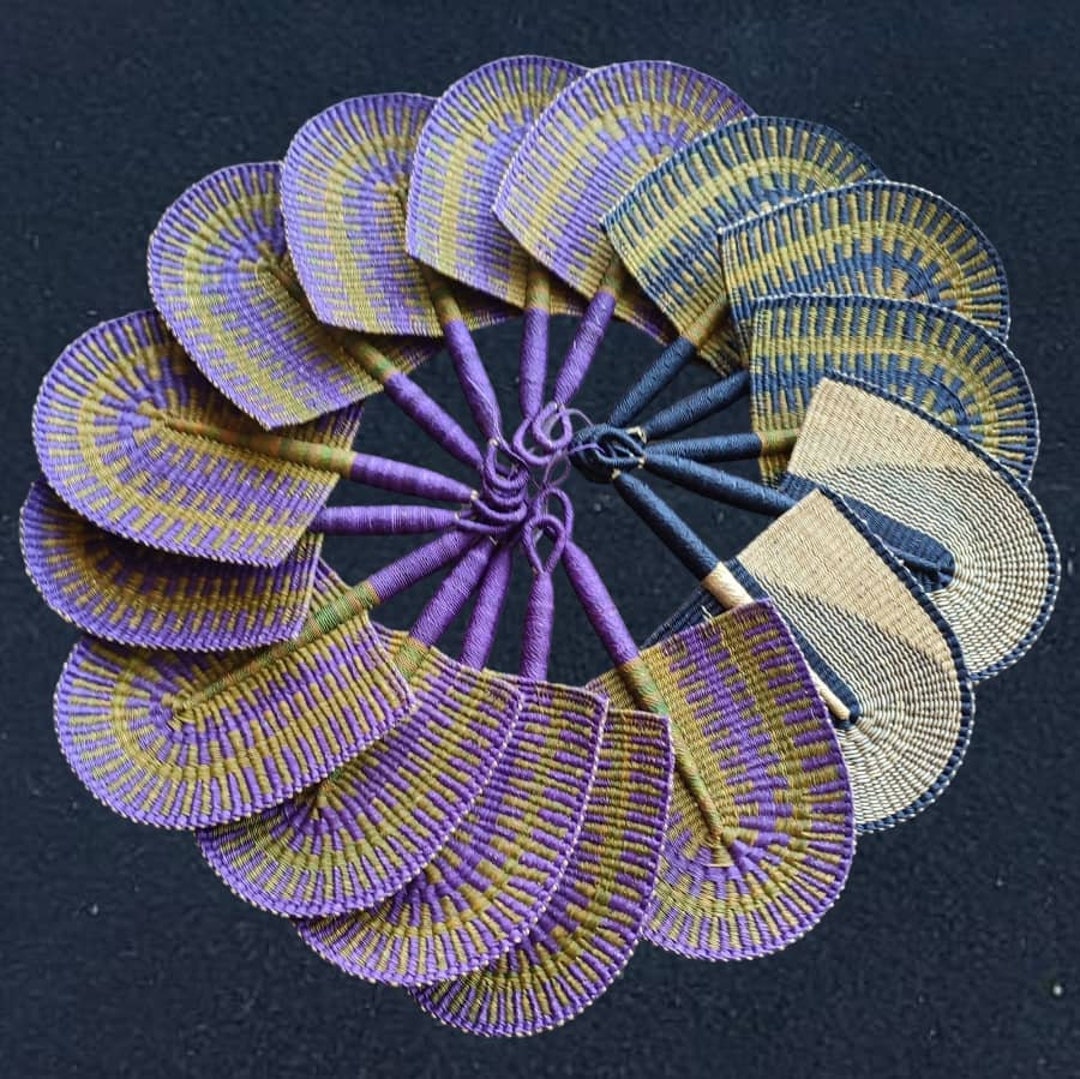 Bolga Fans Set of Six Colourful Handwoven Decorative African Fans in ...