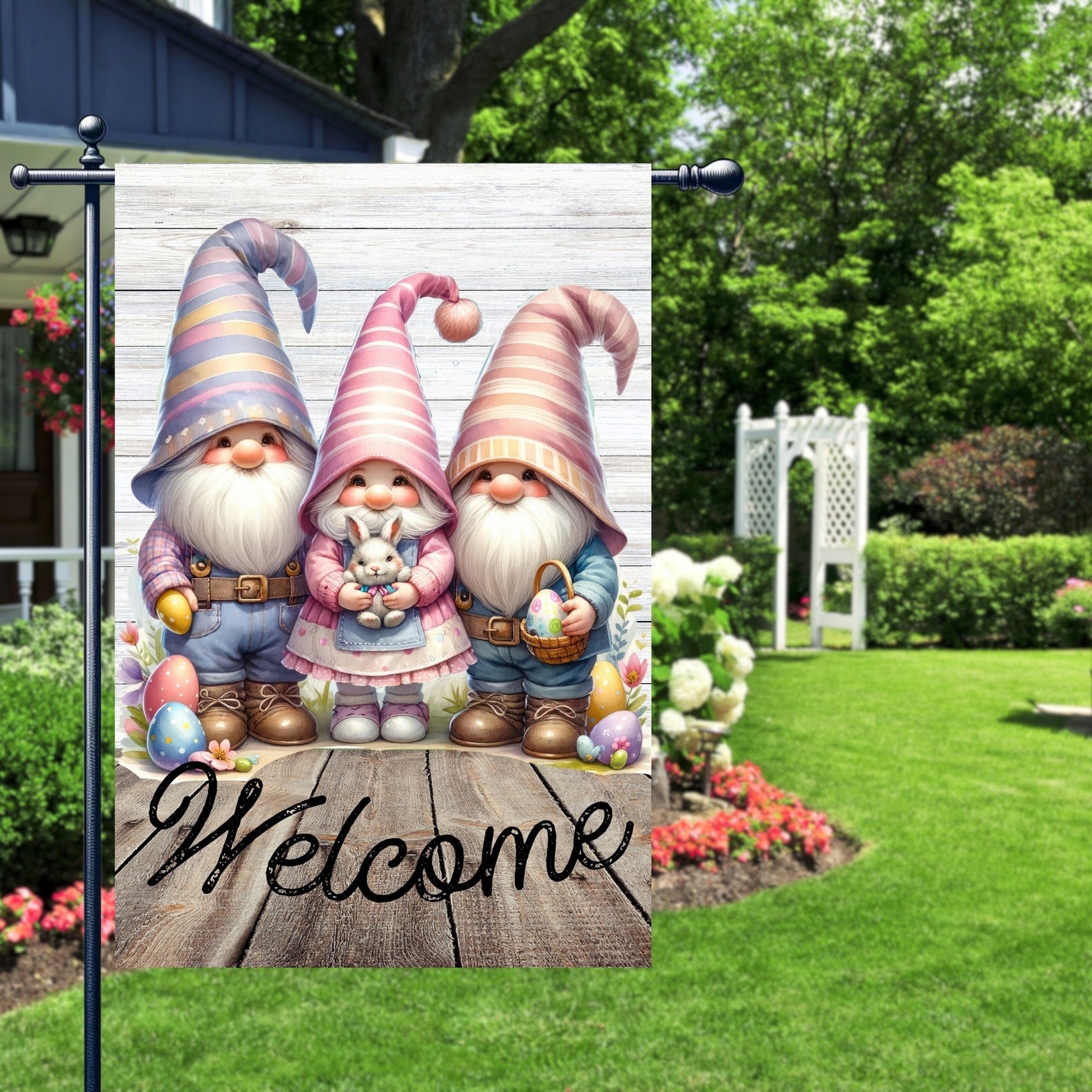 Happy Easter Gnome Garden Flag PNG, Spring Garden Flag Design, Easter ...