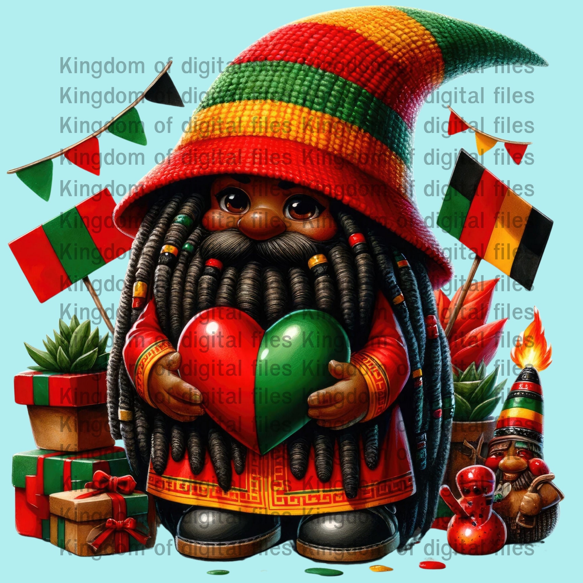 Watercolor Juneteenth Gnome Gnome 72 Png Clipart Bundle, Black History ...