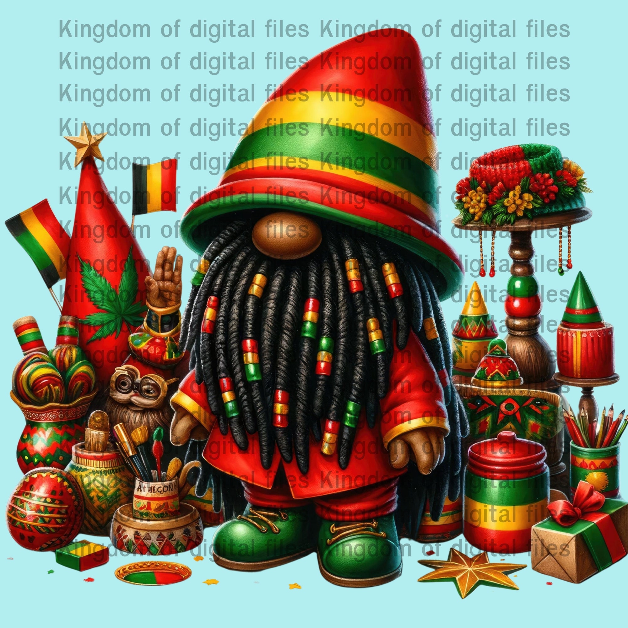 Watercolor Juneteenth Gnome Gnome 72 Png Clipart Bundle, Black History ...