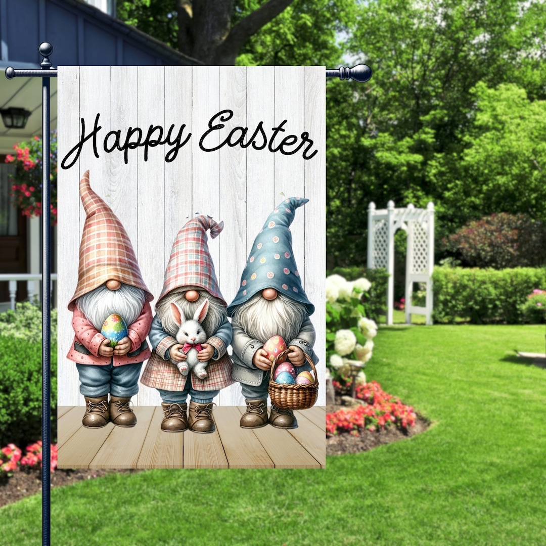Happy Easter Gnome Garden Flag PNG, Spring Garden Flag Design, Easter ...