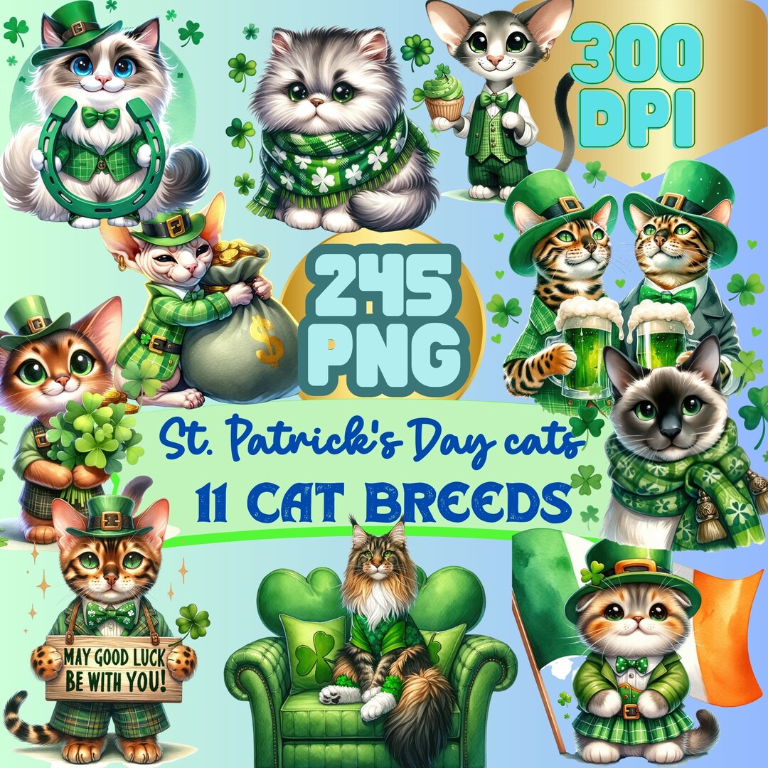 St. Patrick's Day 245 PNG Clipart Bundle, St. Patrick's Day PNG, Cute ...