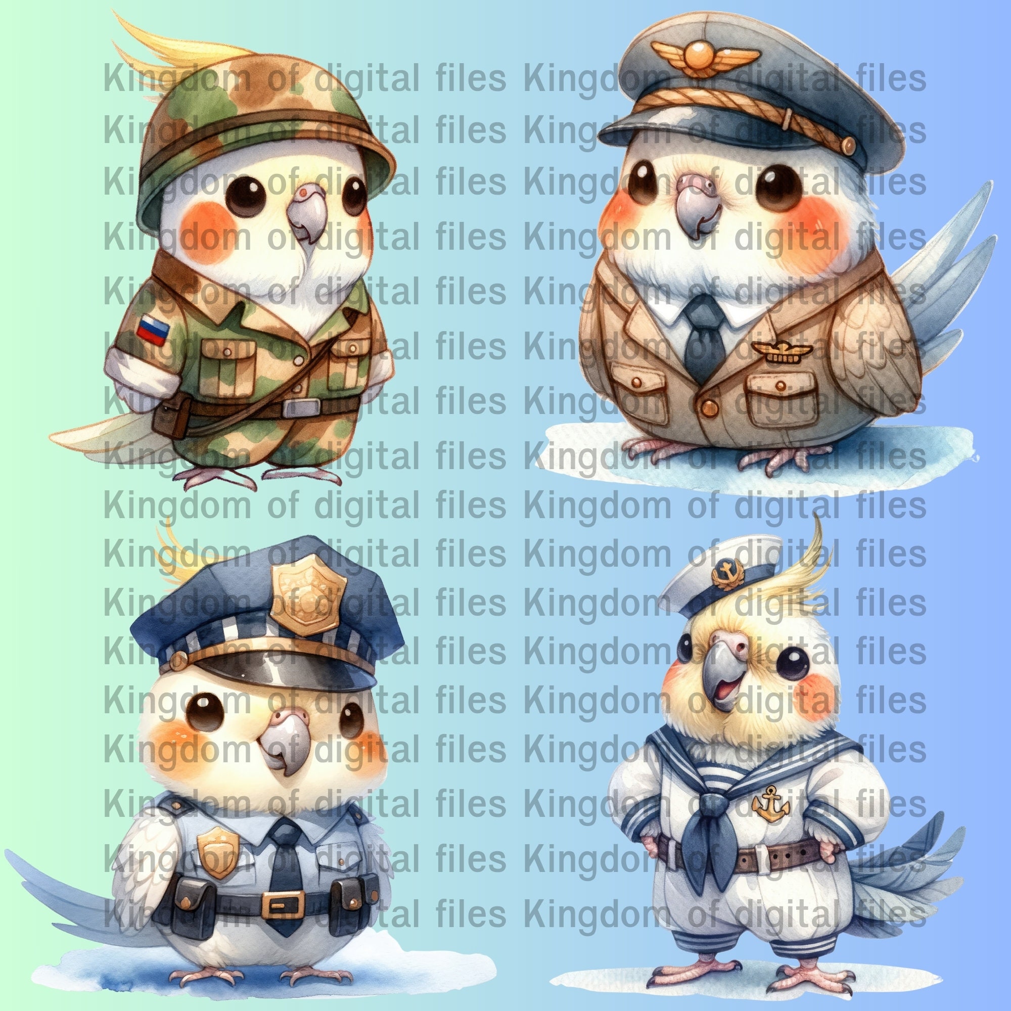 Career Cockatiel Cute, Career Birds Cute, Career Parrot Cute Watercolor ...