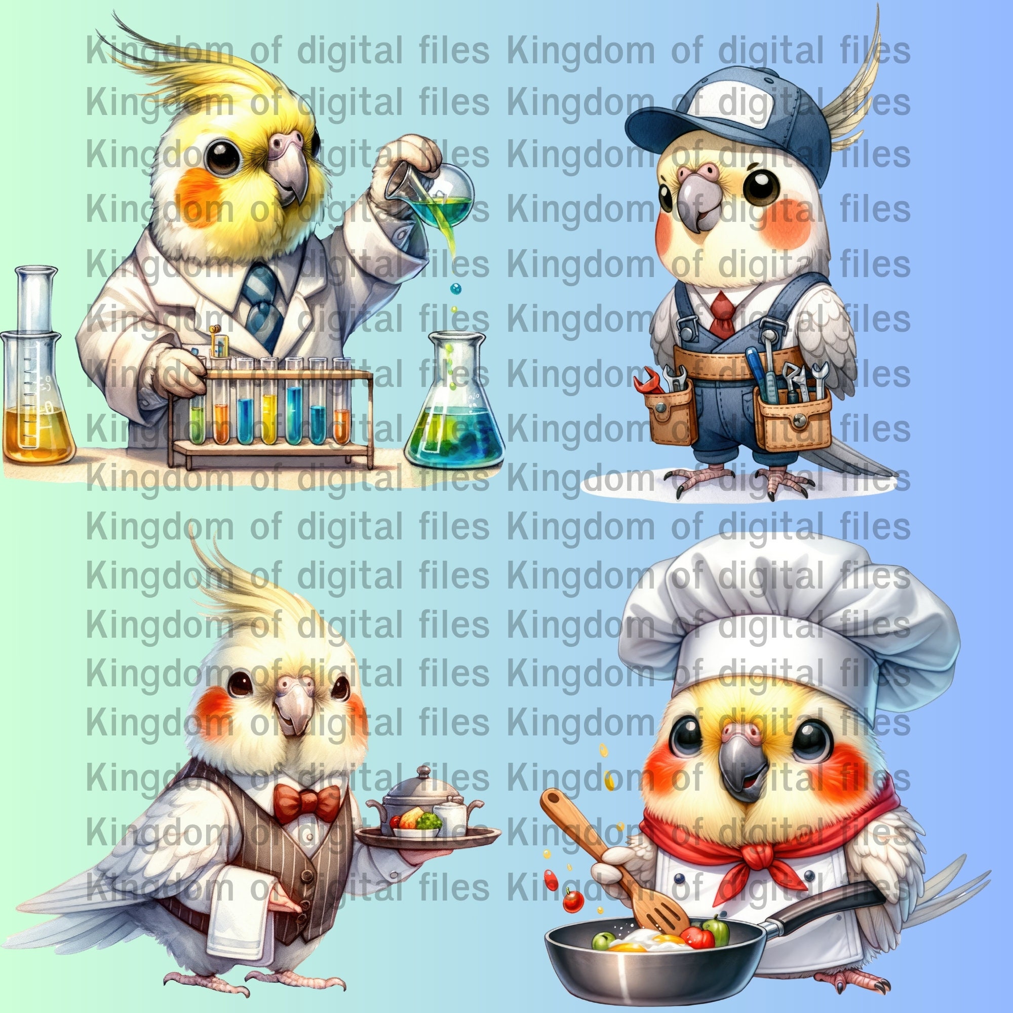 Career Cockatiel Cute, Career Birds Cute, Career Parrot Cute Watercolor ...