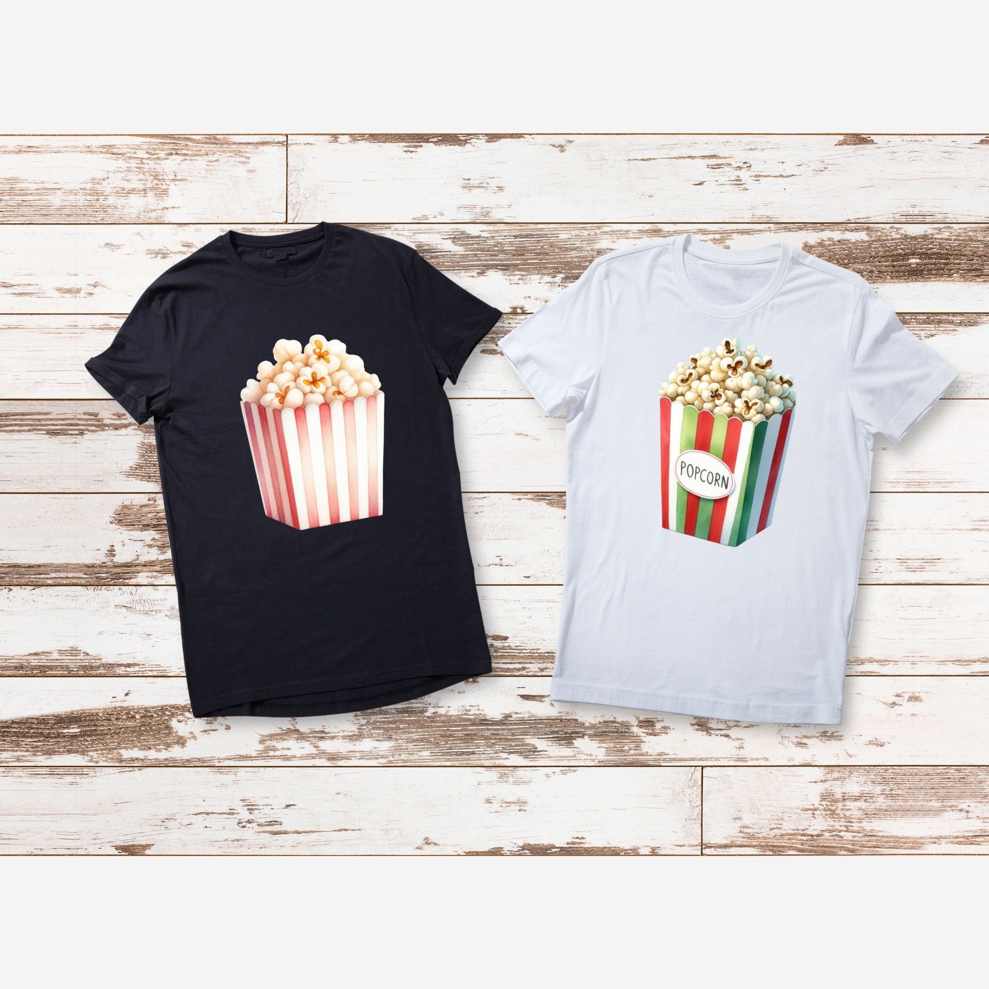 Watercolor Popcorn Clipart, 110PNG Popcorn Bowl Clip Art, Popcorn Shop ...