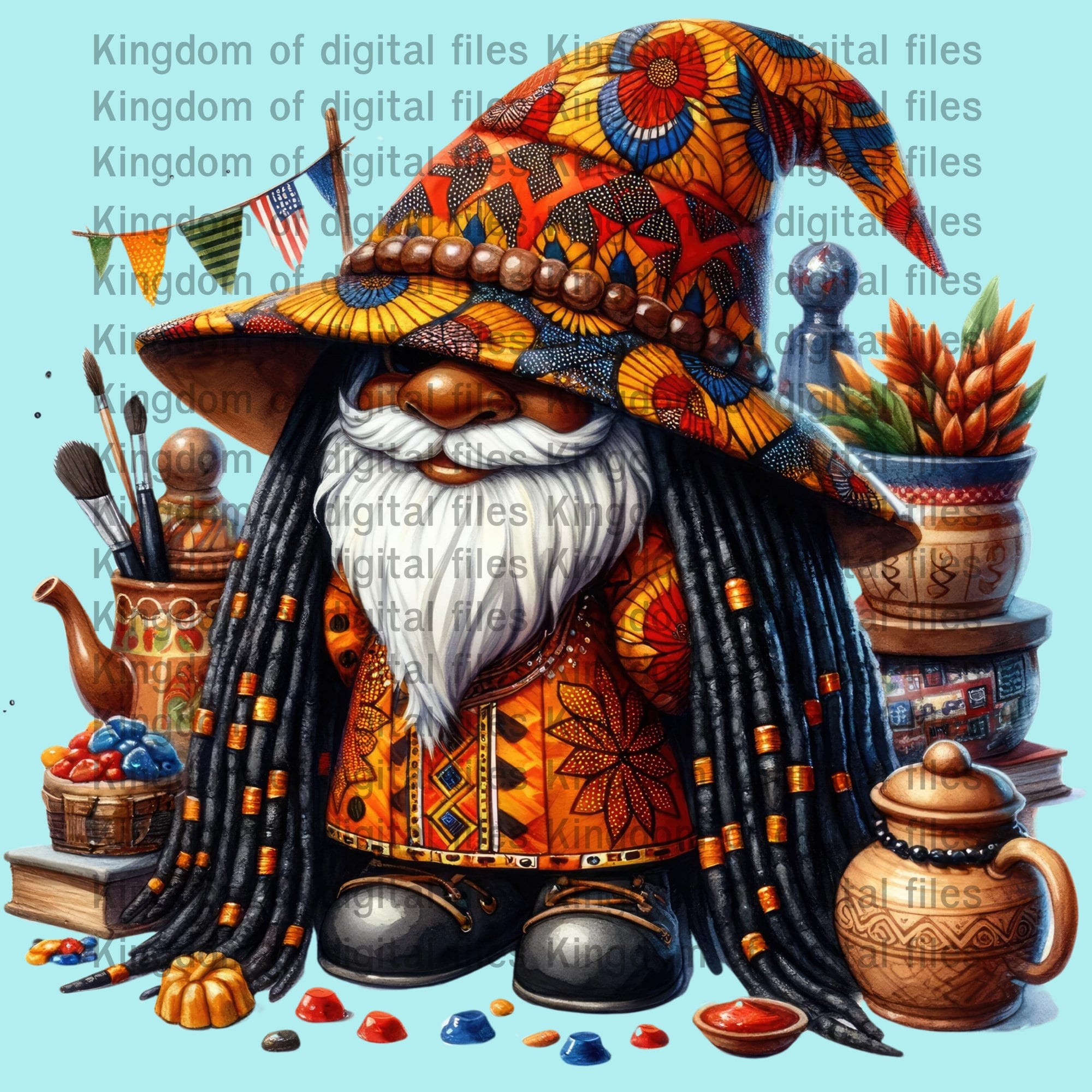 Watercolor Juneteenth Gnome Gnome 72 Png Clipart Bundle, Black History ...